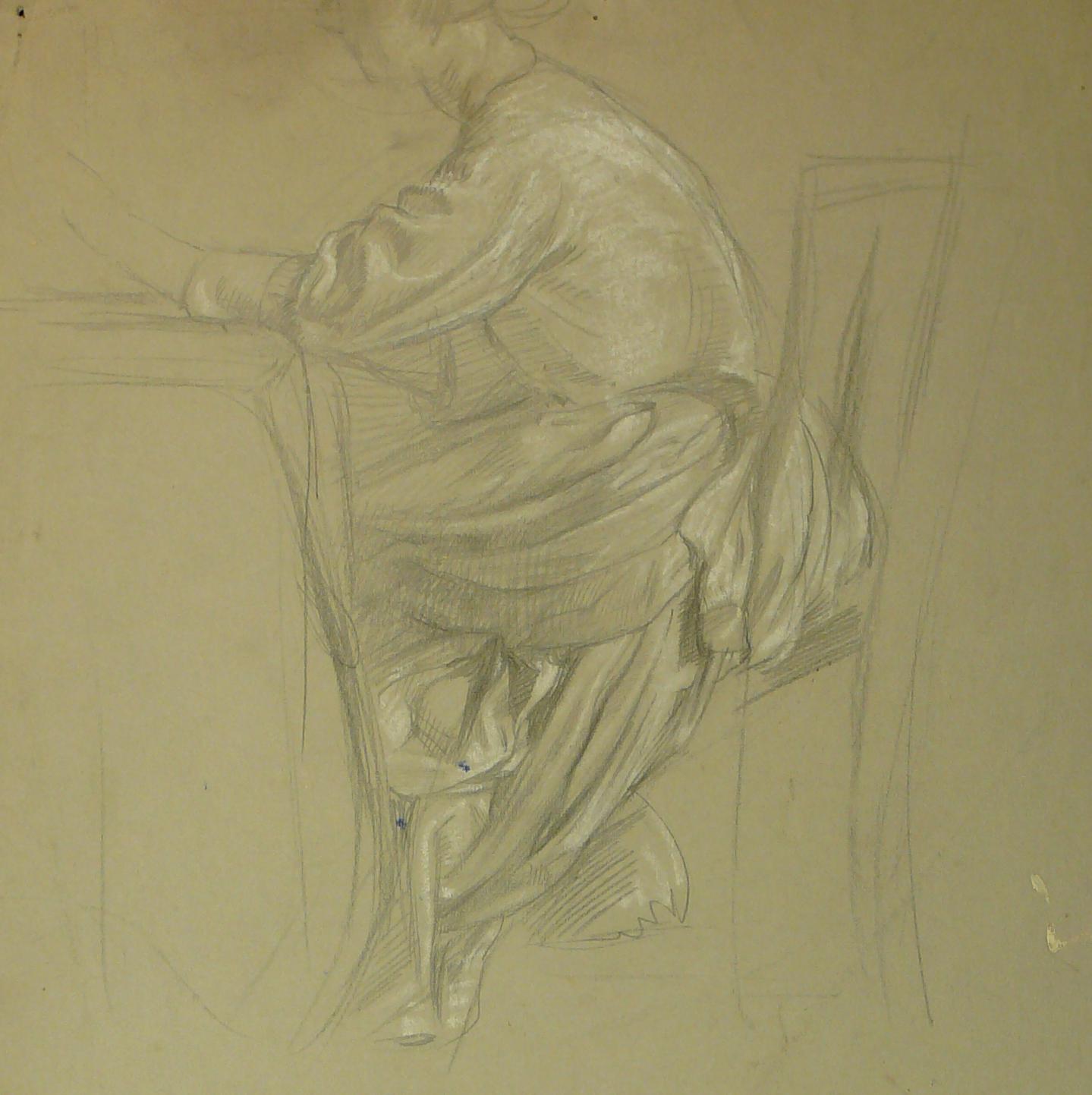 Ambrose McEvoy - Drapery study, seated lady